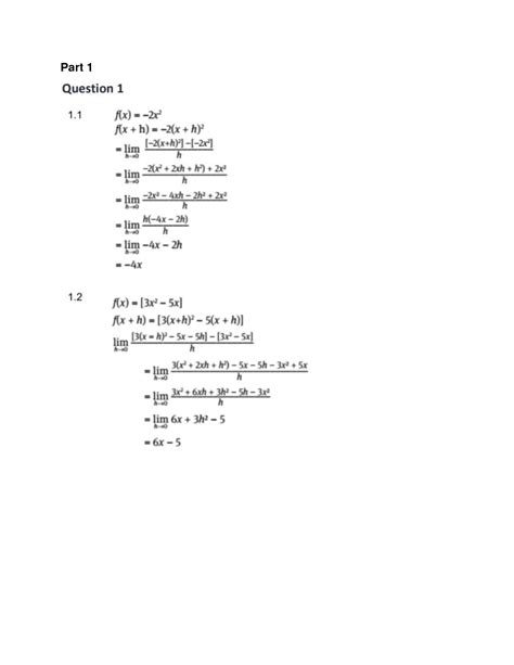 SOLUTION Answers To Exercises On Differential Calculus Grade 12 Level