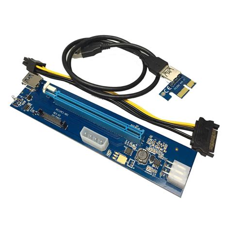 6pcs Lot PC PCIe PCI E PCI Express Riser Card 1x To 16x USB 3 0 Data Cable SATA To 4Pin 6pin