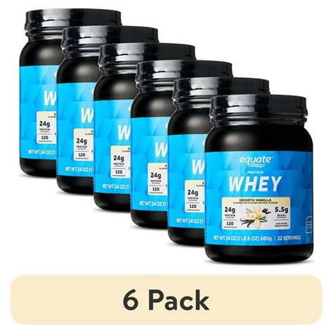 6 Pack Equate Whey Protein Powder Smooth Vanilla 24 Oz