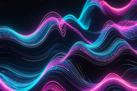 Premium Photo Abstract Digital Waves In Neon Light Visualization