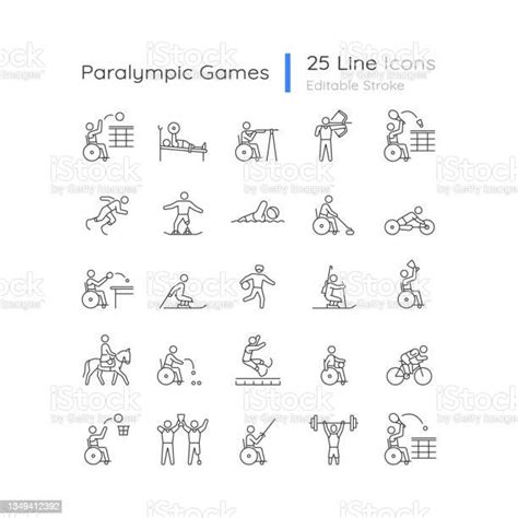 스포츠 경쟁 선형 아이콘 세트 스포츠에 대한 스톡 벡터 아트 및 기타 이미지 스포츠 휠체어 아이콘 Istock