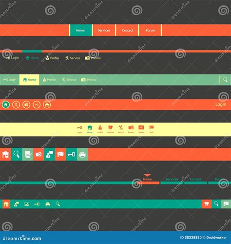Flat Web Design Elements Buttons Icons Stock Vector Illustration Of Layout Navigation