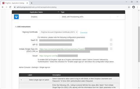 Configuring Saml Sso With Dropbox And Pingone For Enterprise Configuration Guides