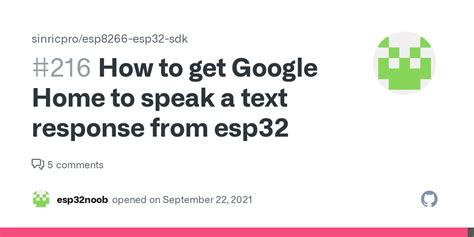 How To Get Google Home To Speak A Text Response From Esp Issue Sinricpro Esp