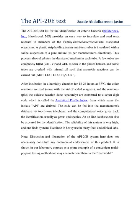 Pdf The Api 20e Test