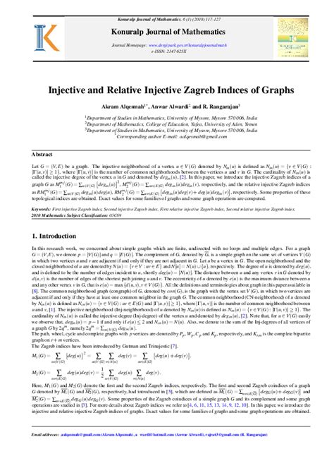 Pdf Injective And Relative Injective Zagreb Indıces Of Graphs