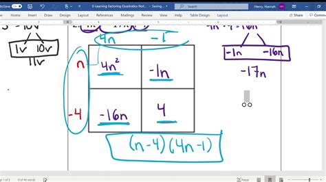 Factoring Quadratics Notes 2 Youtube