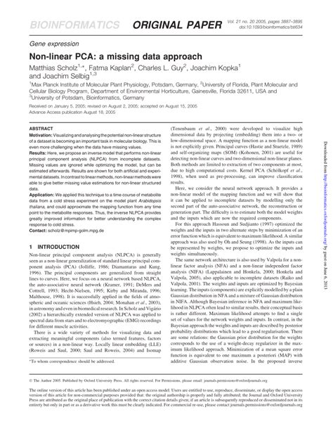 Pdf Non Linear Pca A Missing Data Approach