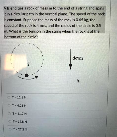 Solved A Friend Ties A Rock Of Mass M To The End Of A String And Spins