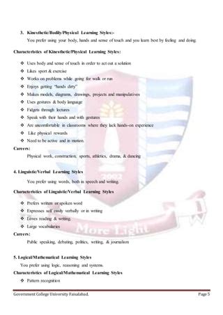 Learning Styles And Learning Process DOCX