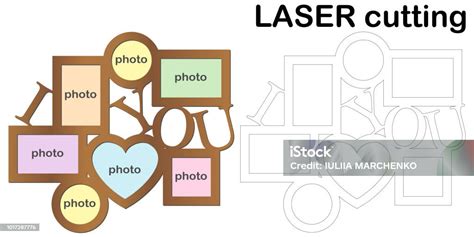 프레임 비문 사진에 대 한 당신을 사랑 합니다 레이저 절단에 대 한 사진 프레임 콜라주 나무와 금속에 대 한 템플릿 레이저 절단