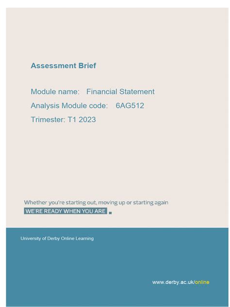 6ag512 financial statement analysis assignment brief 2023 pdf