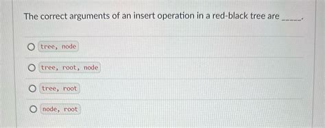Solved The Correct Arguments Of An Insert Operation In A Red Black
