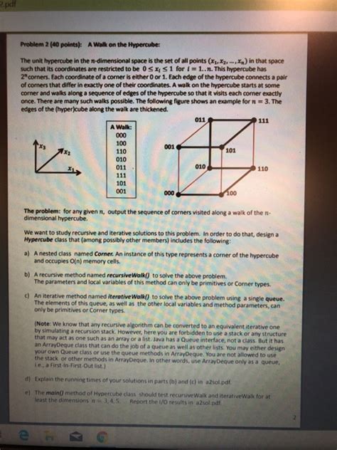 solved 2 pdf problem 2 40 points a walk on the hypercube