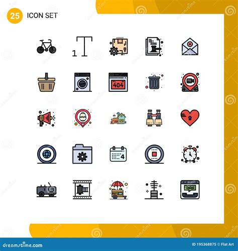 25 Thematic Vector Filled Line Flat Colors And Editable Symbols Of Mail Add Gear Legal