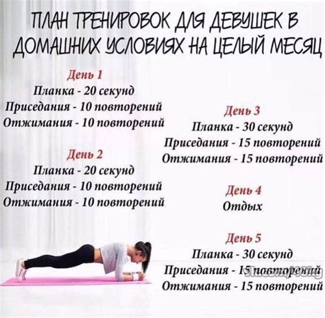 Лайфхакерша [19 фев 2021 в 19 18] ПЛАН ТРЕНИРОВОК ДЛЯ ДЕВУШЕК В ДОМАШНИХ УСЛОВИЯХ НА МЕСЯЦ📌