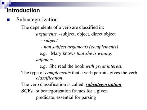 Ppt Improving Subcategorization Acquisition Using Word Sense