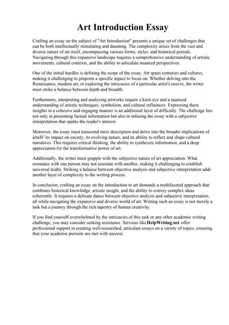 Art Introduction Essay Pdf