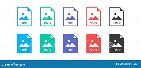 image file formats vector icons set png svg bmp file