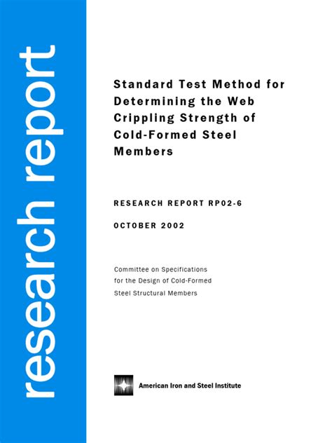 Aisi Rp02 6 Standard Test Method For Determining The Web Crippling