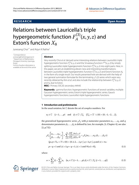 Pdf Relations Between Lauricellas Triple Hypergeometric Function F