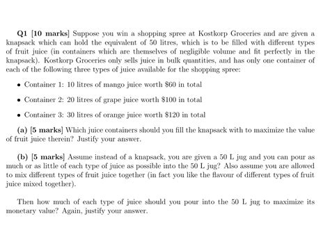 Solved Q1 10 Marks Suppose You Win A Shopping Spree At