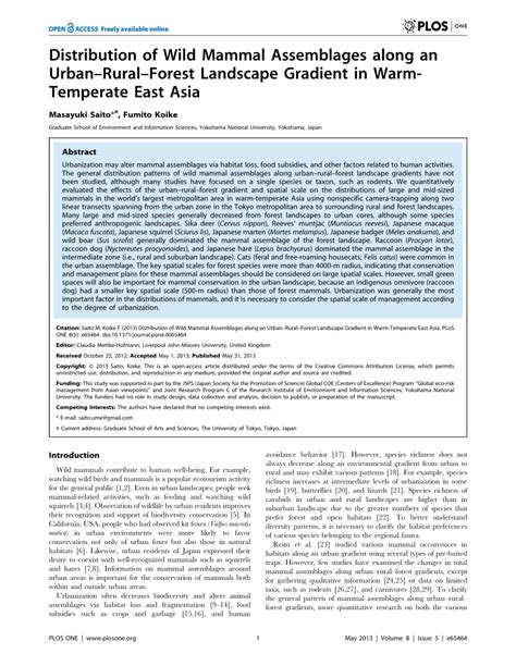 Pdf Distribution Of Wild Mammal Assemblages Along An Urbanruralforest Landscape Gradient In