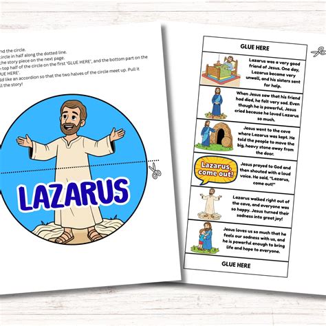 Lazarus Miracle Folding Surprise Printable Mini Book Bible Story Craft