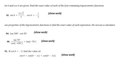 Solved Sin Theta And Cos Theta Are Given Find The Exact Chegg Com
