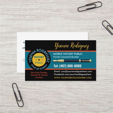 Mobile Notary Public Business Card Zazzle