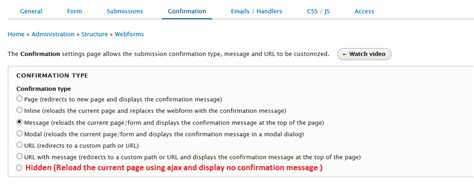 option to hide the webform confirmation message [ 2996780]