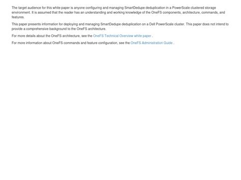 Audience And Scope Next Generation Storage Efficiency With Dell Powerscale Smartdedupe Dell