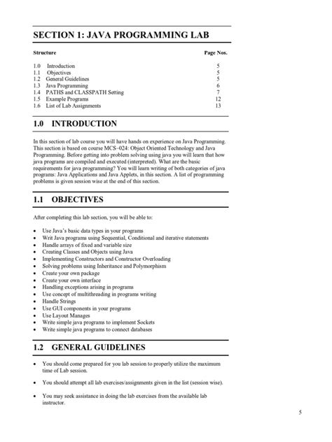 Ignou Java Programming Lab Pdf Java Programming Language Object Oriented Programming