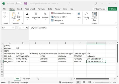 import a profile using the excel template file saint docs