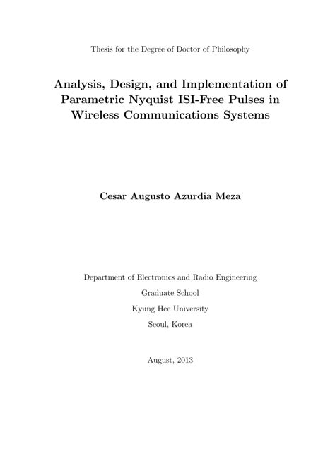 Pdf Analysis Design And Implementation Of Parametric Nyquist Isi Free Pulses In Wireless