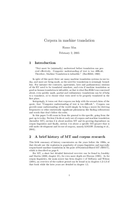 Pdf Corpora In Machine Translation