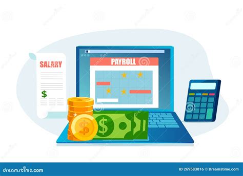 Payroll Online Payment Worker People Wage With Invoice Paper Document