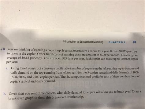 solved introduction to spreadsheet modeling chapter 2 9 7