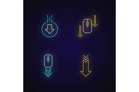 Computer Mouse And Arrowheads Icons Outline Icons ~ Creative Market