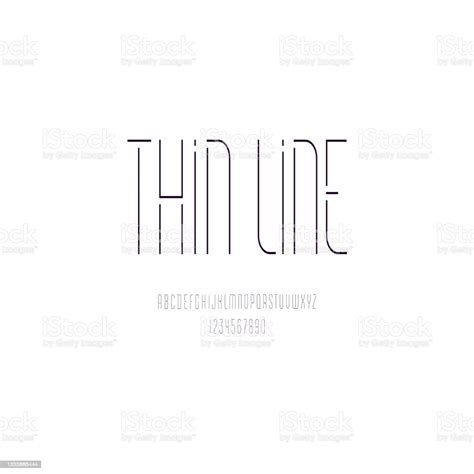 초박형 블랙 라인에서 글꼴 스텐실 알파벳 현대 응축 문자 와 숫자 벡터 일러스트 10eps 0명에 대한 스톡 벡터 아트 및 기타 이미지 Istock