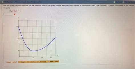 solved use the given graph to estimate the left riemann sum