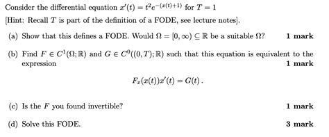 Solved Consider The Differential Equation X T Chegg Com