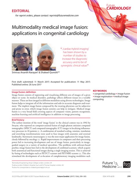 Pdf Multimodality Medical Image Fusion Applications In Congenital