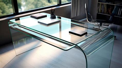 Premium Ai Image A Photo Of A Contemporary Glass Office Desk