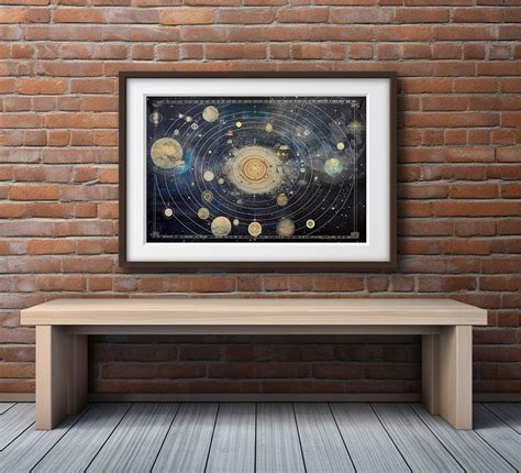 Alien Map Digital Art Print Extragalactic Planetary System Cartography