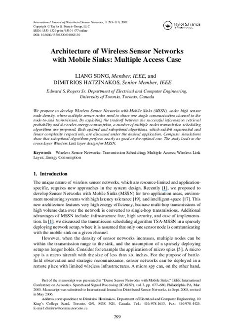 Pdf Architecture Of Wireless Sensor Networks With Mobile Sinks Sparsely Deployed Sensors