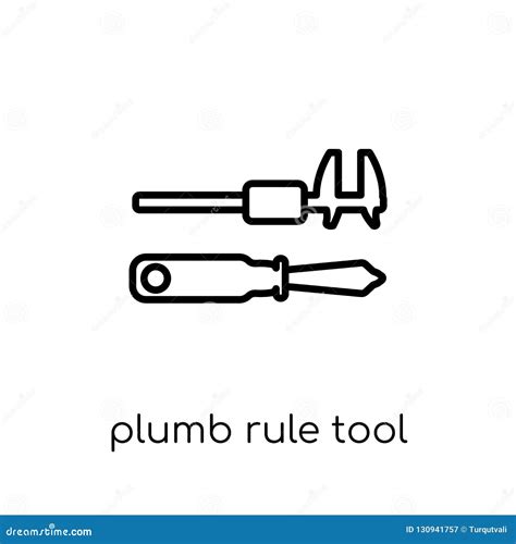 Plumb Rule Tool Icon Trendy Modern Flat Linear Vector Plumb Rule Tool Icon On White Background