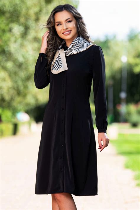 Rochie De Zi Effect Tip Camasa Accesorizata Cu Esarfa Eleganta Rochii
