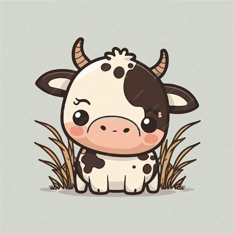 Ilustración Linda De Kawaii De La Vaca De Chibi Vector Premium