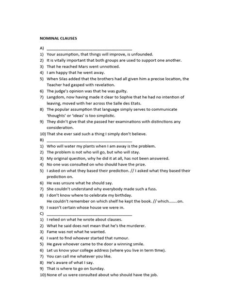 Different Types Of Nominal Clauses Pdf